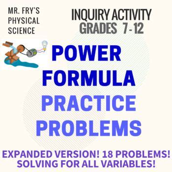 Power Formula Problems Power Formula Science Teaching Resources Physical Science