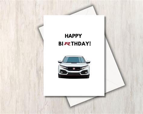 Honda Civic Type R Printable Card Birthday Card Honda Lover Jdm Card