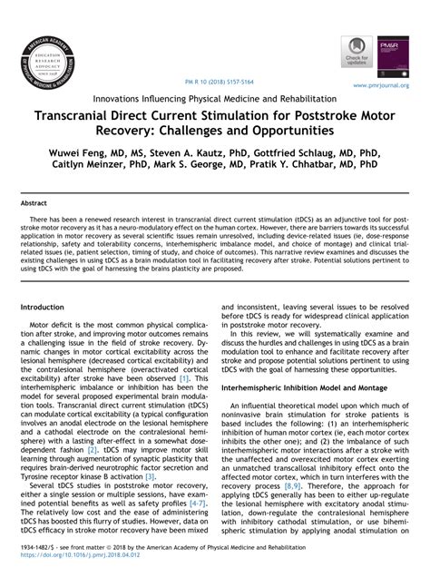 Pdf Transcranial Direct Current Stimulation For Poststroke Motor Recovery Challenges And