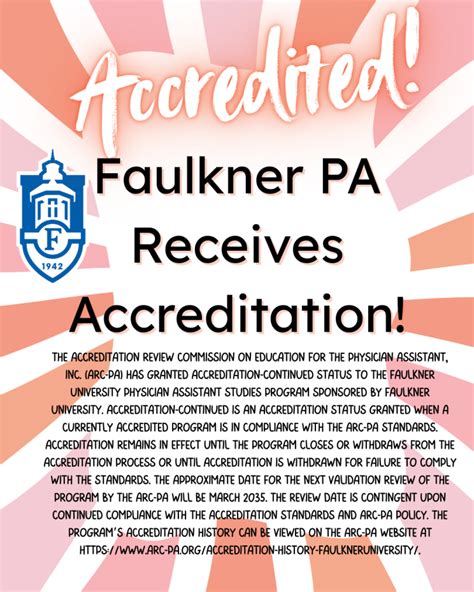 Faulkner University News Physician Assistant Program Earns Arc Pa Accreditation Continued Status