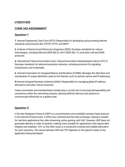 U18co1055 342 Assignment Pdf Computer Network Port Computer