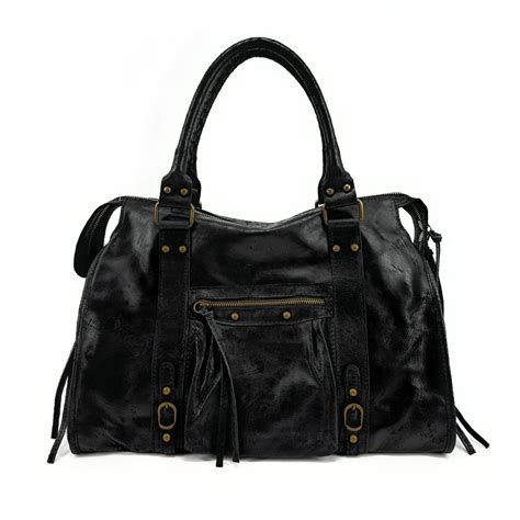 Sac à Main En Cuir Italien Brossé Mat Sandstorm Noir Noir Mat Oh My Bag