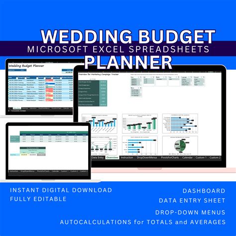 Wedding Budget Spreadsheet Microsoft Excel Template Wedding Budgeting Planner Dashboard