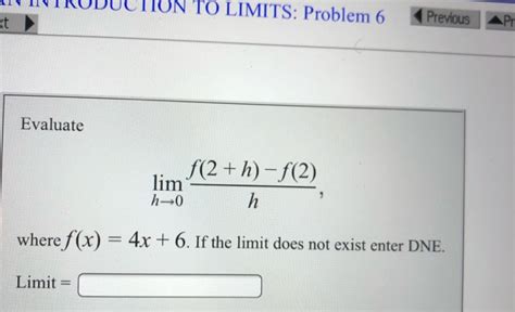 Solved 1 1 AN INTRODUCTION TO LIMITS Problem 8 Next 1 Pt Chegg Com