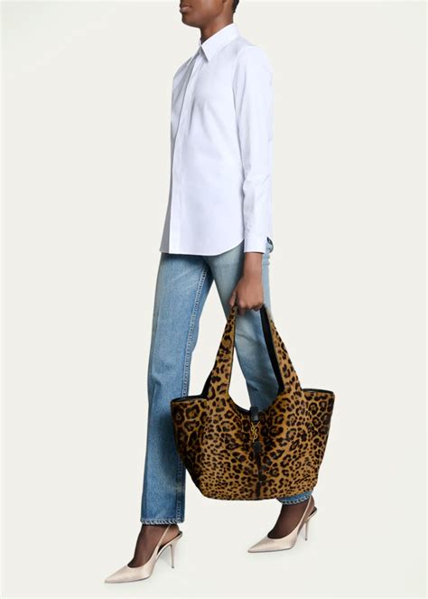 Saint Laurent Bea Ysl Leopard Print Tote Bag In Calf Hair And Leather We Select Dresses