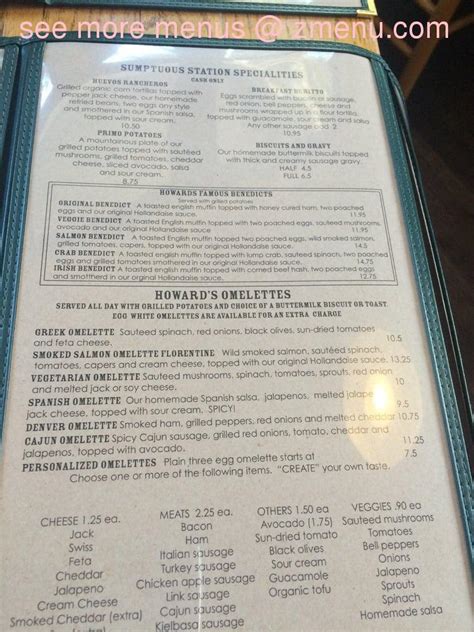 Online Menu Of Howard Station Cafe Restaurant Occidental California