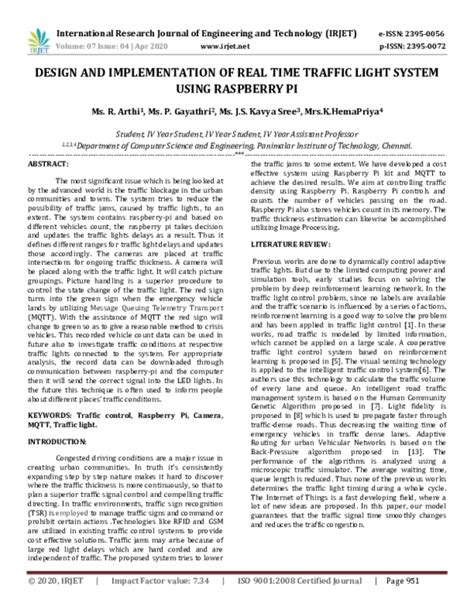 Pdf Irjet Design And Implementation Of Real Time Traffic Light