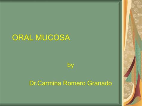 Handout Of Oral Mucosa Histology Pdf