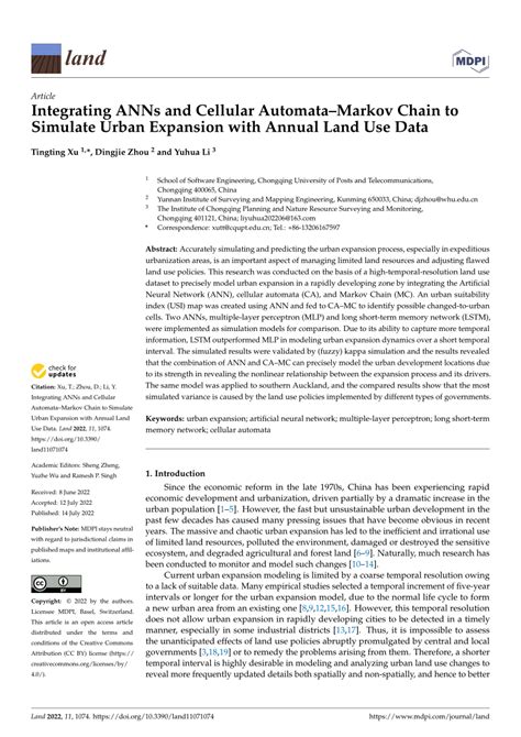 Pdf Integrating Anns And Cellular Automatamarkov Chain To Simulate