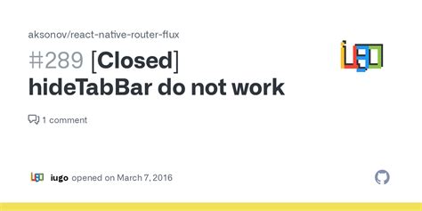 Closed HideTabBar Do Not Work Issue Aksonov React Native Router Flux GitHub
