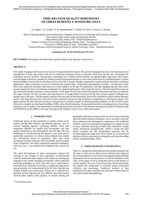 Pdf Time Related Quality Dimensions Of Urban Remotely · Data Quality Data Dimensions