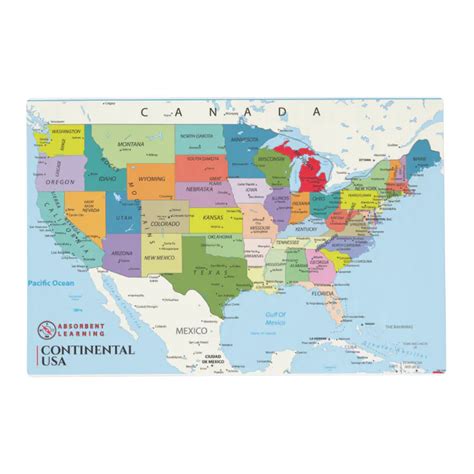 Map Of The Continental United States Placemat Zazzle