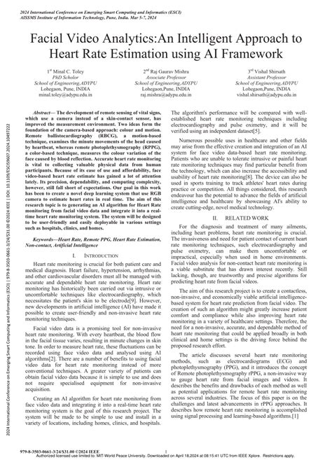 Pdf Facial Video Analytics An Intelligent Approach To Heart Rate