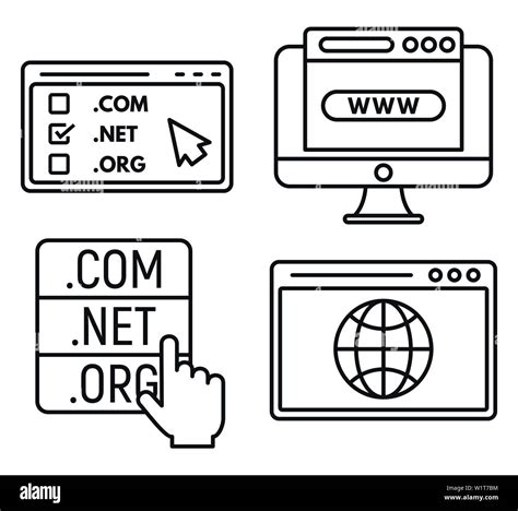 Web Domain Icons Set Outline Set Of Web Domain Vector Icons For Web Design Isolated On White