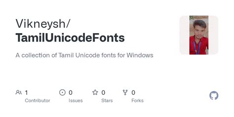 Github Vikneyshtamilunicodefonts A Collection Of Tamil Unicode Fonts For Windows
