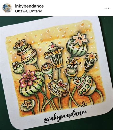 Tangle Pattern Card With Flowers