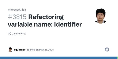Refactoring Variable Name Identifier · Issue 3815 · Microsoftlisa · Github