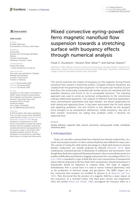 Pdf Mixed Convective Eyring Powell Ferro Magnetic Nanofluid Flow