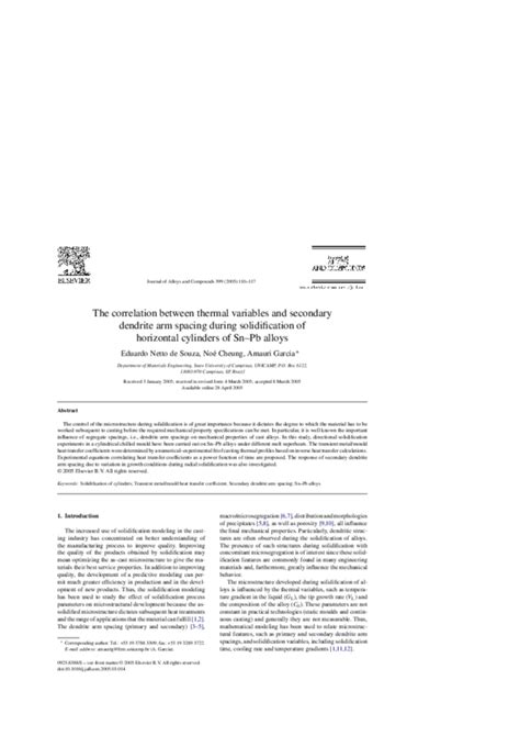 Pdf The Correlation Between Thermal Variables And Secondary Dendrite Arm Spacing During