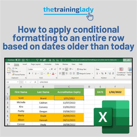 how to apply conditional formatting to an entire row based on dates