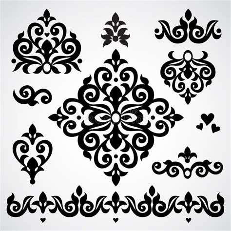 Vector Set With Classical Ornament In Victorian Style Stock Vector Illustration Of Lacy