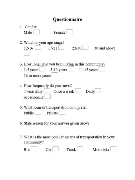 Maths Questionnaire Pdf