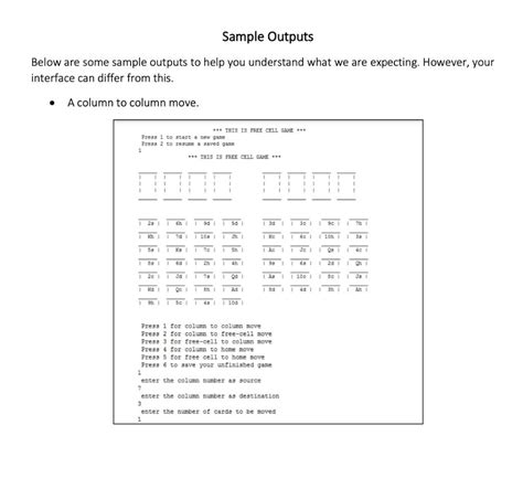 Code In C Game Plan Free Cell Is A Single Chegg