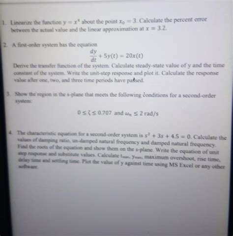 solved 1 linearize the function y x about the point xo