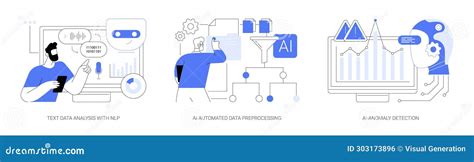 Ai Automation In Data Analysis Abstract Concept Vector Illustrations