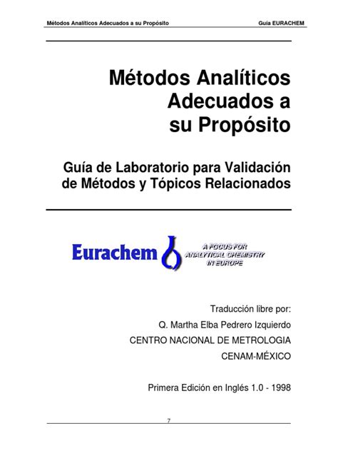 Validation Eurachem Español Pdf Método Científico Medición