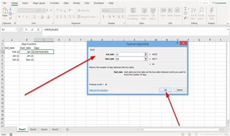 how to use days and days360 functions in excel