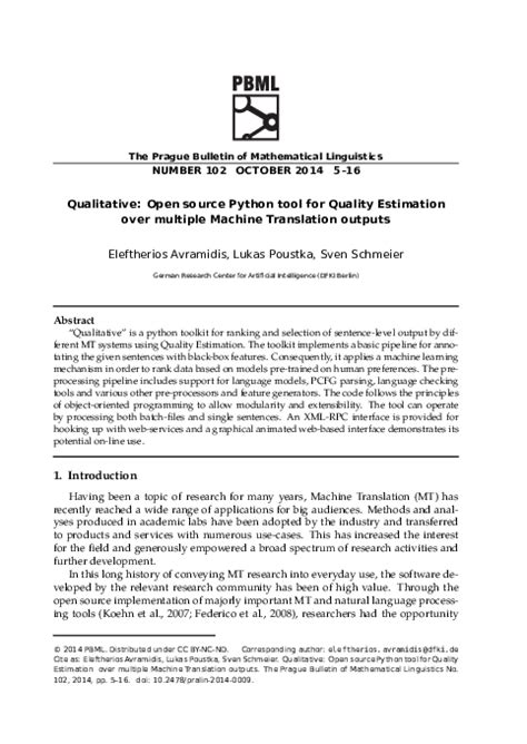 Pdf Qualitative Open Source Python Tool For Quality Estimation Over