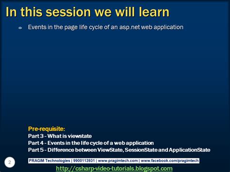 Sql Server Net And C Video Tutorial Part 6 Aspnet Page Life