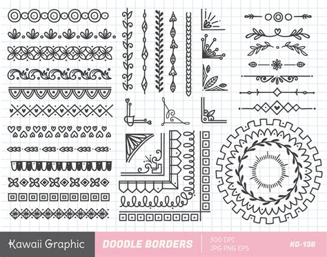 Doodle Borders Hand Drawn Borders Borders Clip Art Design Element Wreaths Laurels Dividers