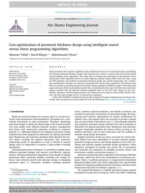 Pdf Cost Optimization Of Pavement Thickness Design Using Intelligent