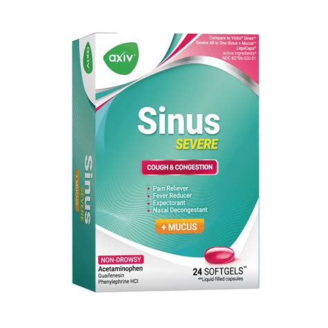 Axiv Sinus Medicine Non Drowsy Decongestant For Mucus Relief And Headache