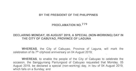 Philippine Holidays Special Non Working Day In Cabuyao City Laguna