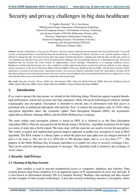 Pdf Security And Privacy Challenges In Big Data Healthcare