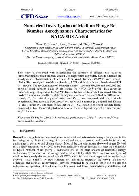Pdf Numerical Investigation Of Medium Range Re Number Aerodynamics