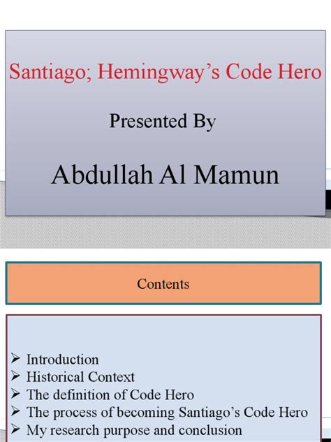 Santiago Hemingways Code Hero Pdf