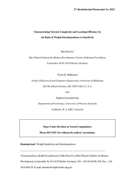 Pdf Characterizing Network Complexity And Learning Efficiency By The Ratio Of Weight