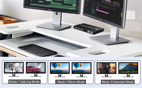Dual Monitor HDMI KVM Switch 2 Computers 4K 60Hz Extended Display HDMI KVM Switch Dual Monitor