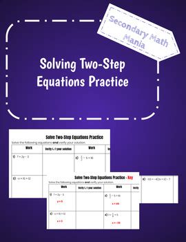 Solve Two Step Equations With Variables On One Side Practice TPT