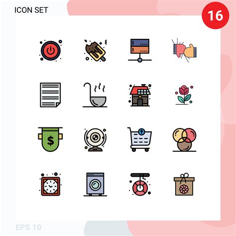 Pictogram Set Of 16 Simple Flat Color Filled Lines Of Homework Data