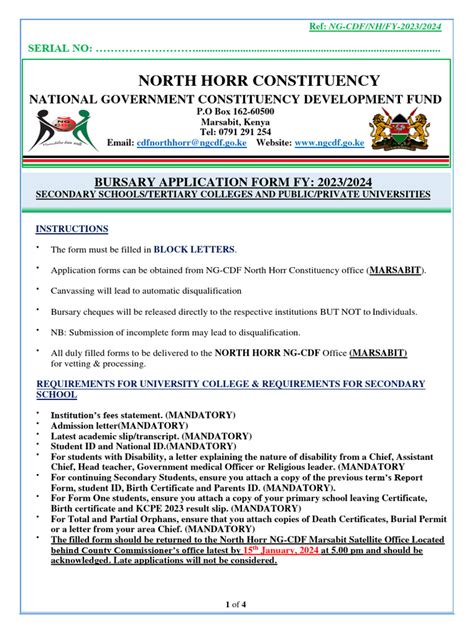North Horr Bursary Application Form Fy 2023 2024 Pdf