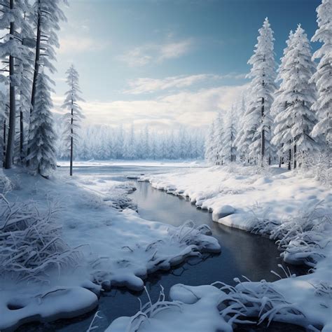 Premium Ai Image Winter Scenery Art