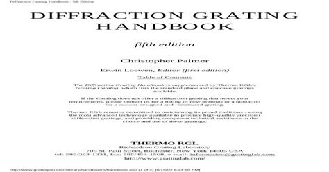 Pdf Diffraction Grating Handbook 5th Edition Grating Handbookpdf