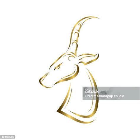 임팔라 헤드의 골드 라인 예술 기호 마스코트 아이콘 아바타 문신 티셔츠 디자인 로고 또는 원하는 디자인에 적합합니다 가젤에 대한 스톡 벡터 아트 및 기타 이미지 Istock