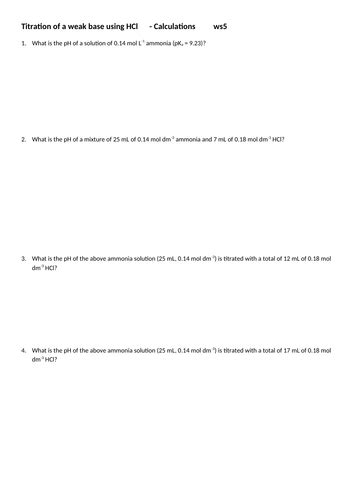 Chemistry Buffer Calculations And Interpretation Of Titration Curves
