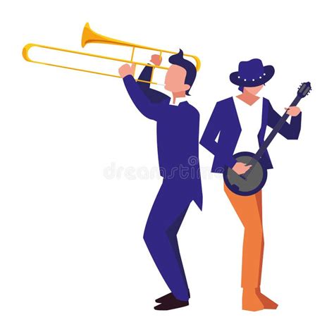 Two Male Musicians Musical Instruments Stock Illustration Illustration Of Band Player 156620153